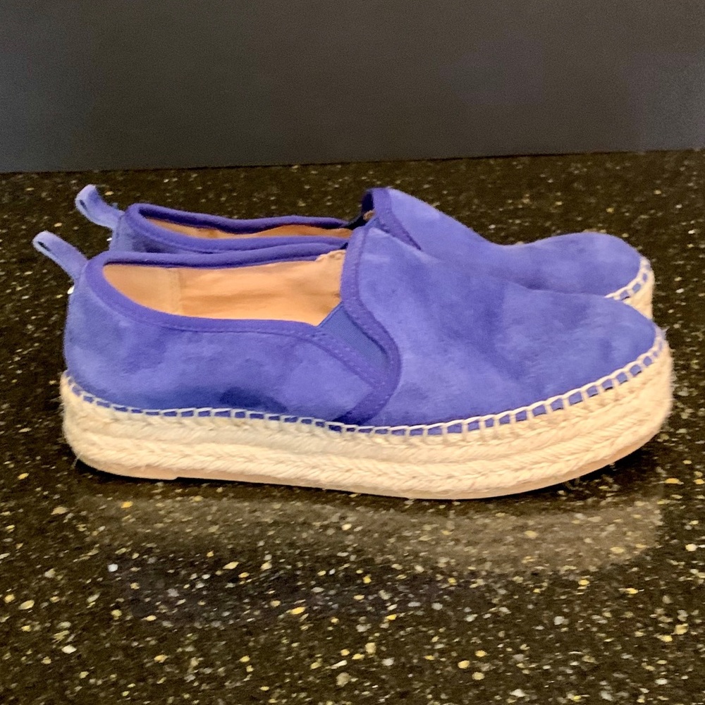 Sam Edelman Carrin Blue Suede Platform Espadrilles - Gem